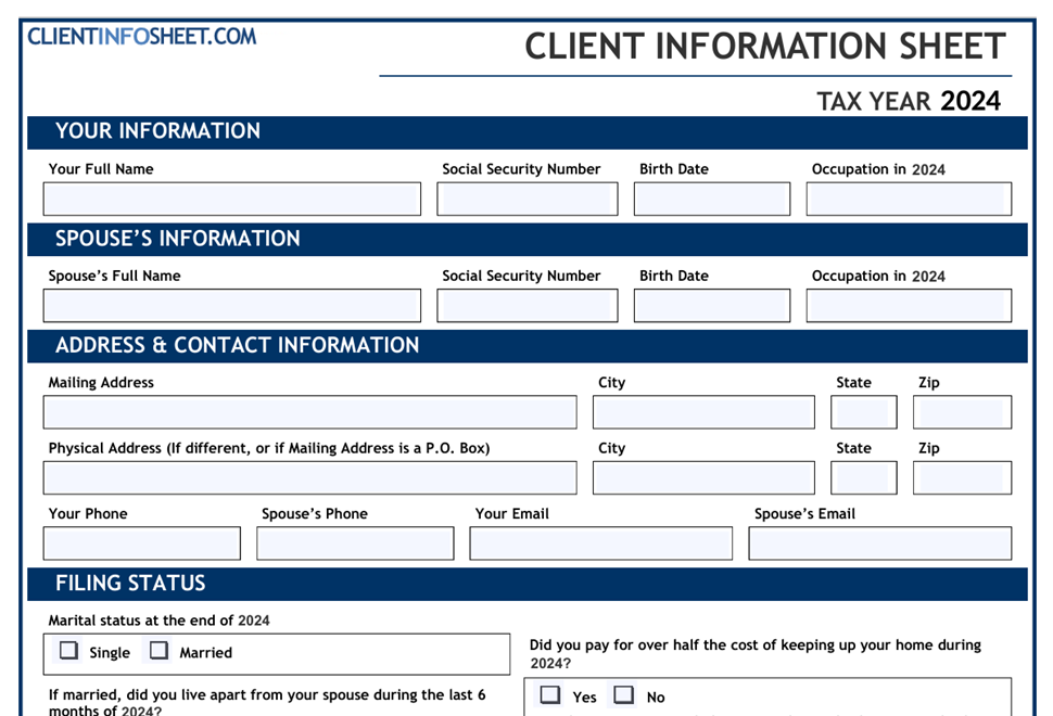 Client Information Sheet